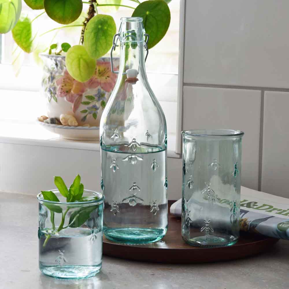 Recycled glass bottles store
